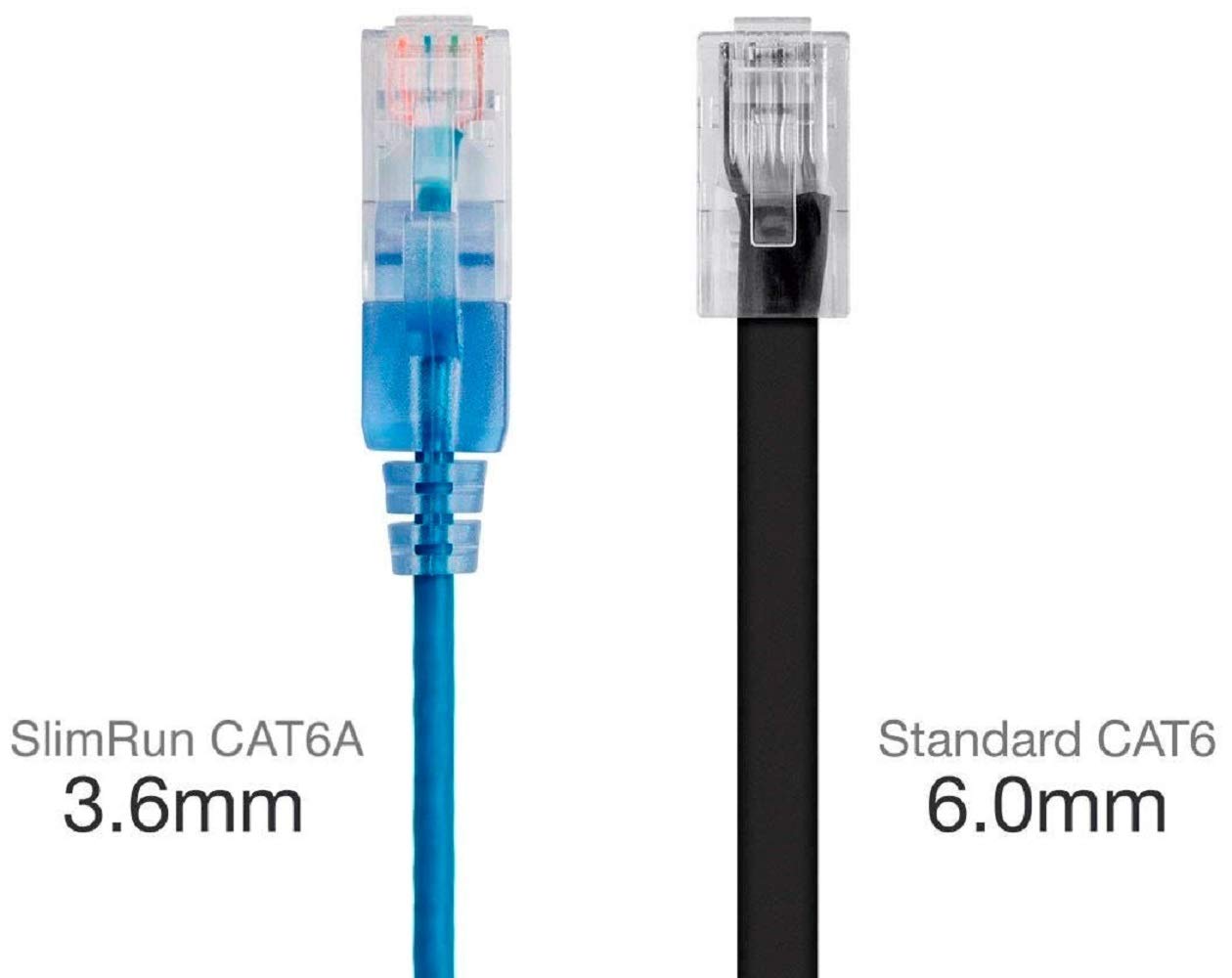 Monoprice Cat6A 50ft Blue 10-Pk Patch Cable UTP 30AWG 10G Pure Bare Copper Snagless RJ45 SlimRun Series Ethernet Cable