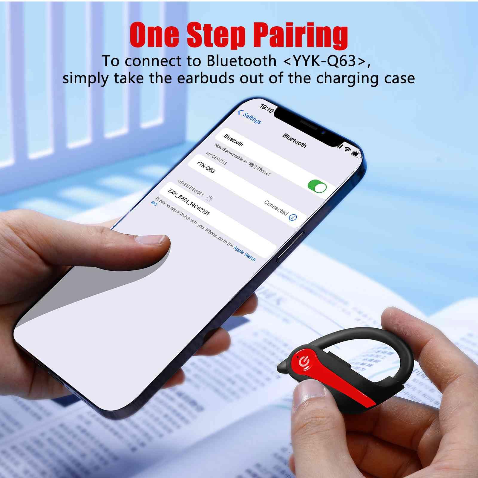 Q63 Wireless Earbuds for Samsung Galaxy Tab A7 Lite with Immersive Sound True 5.0 Bluetooth Over The Ear Sport Headphones with a Charging Case - Stereo Calls Touch Control IPX7 Sweatproof Deep Bass
