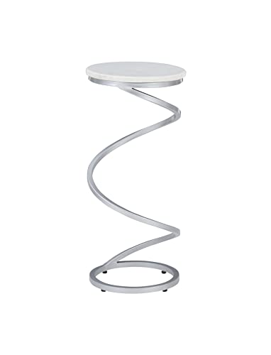 Powell Company Silver Spiral Metal Base with White Marble Top Drink Powell Nora Table