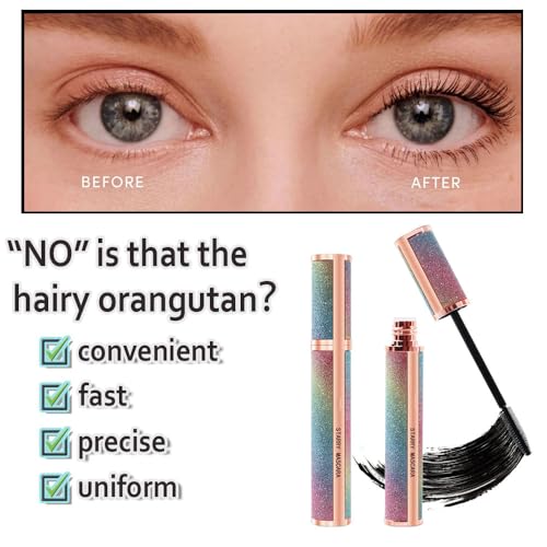 4D Silk Fiber Lash Mascara, Black Voluminous Fiber Thrive Mascara, Waterproof Black Volume and Length Mascara,Natural Long Lasting, No Smudge, No Clumping