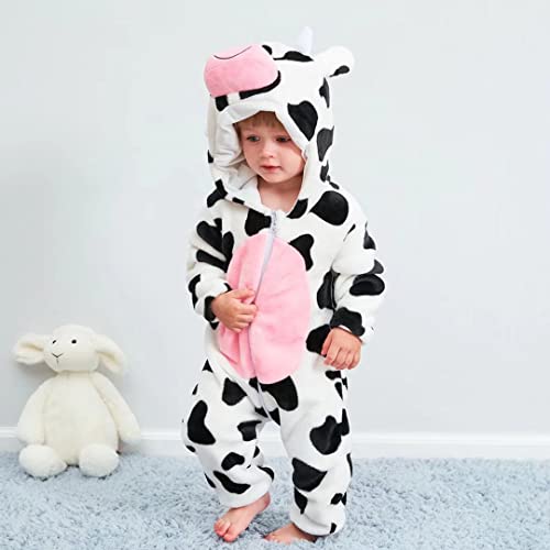 QIAONIUNIU Halloween Baby Cow Costumes Toddler Onesie Infants Cosplay Romper 30-36 Months