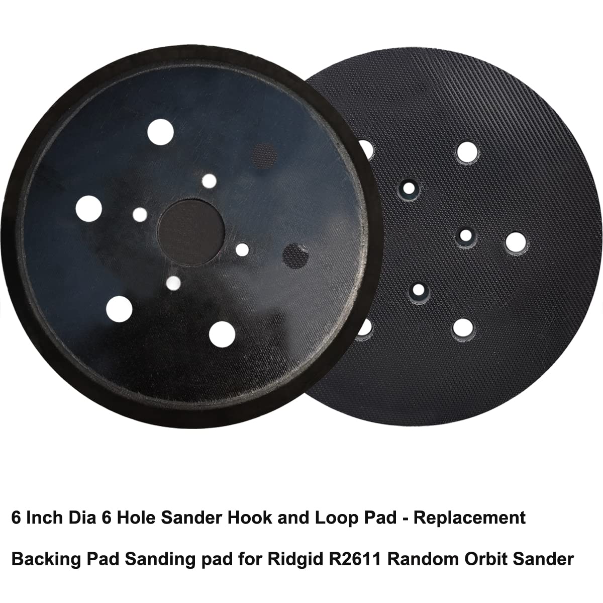 6 Inch Dia 6 Hole Hook and Loop Sander Pad - Replacement Backing Pad Sanding pad for Ridgid R2611 Random Orbit Sander