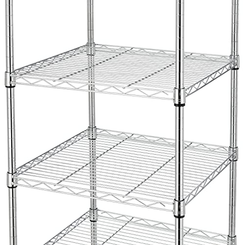 Finnhomy Heavy Duty 8 Tier Wire Shelving with Wheels 18x18x72.8-inches 8 Shelves Storage Rack Thicken Steel Tube, Pantry Shelves for Storage, Adjustable Shelving Unit, NSF Certified, Chrome