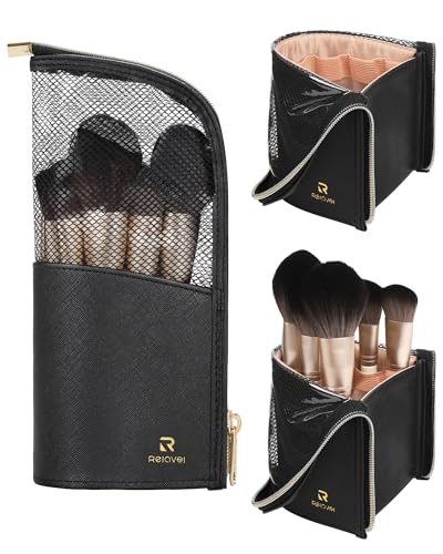 MONSTINA Makeup Brush Organizer Bag,High Capacity Portable Stand-Up Makeup Brush Holder,Professional Artist Makeup Brush Sets Case Waterproof Dust-proof Makeup Brush Cup