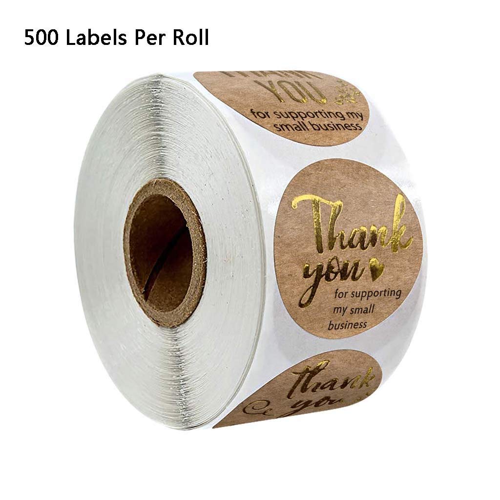 Vxkbiixxcs-o Stickers, 500 Pieces/roll Thank You for Supporting My Small Business Kraft Stickers Gold Foil