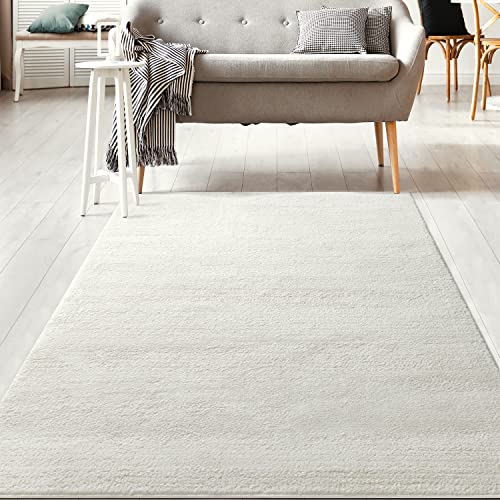 Antep Rugs Palafito 5x7 Solid Shag Modern Indoor Area Rug (White, 5'3" x 7'6")