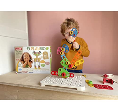 Quercetti - Tecno Jumbo PlayBio - Classic Construction and Building Toy Made with Eco-Friendly Bioplastic, for Kids Ages 3 Years +