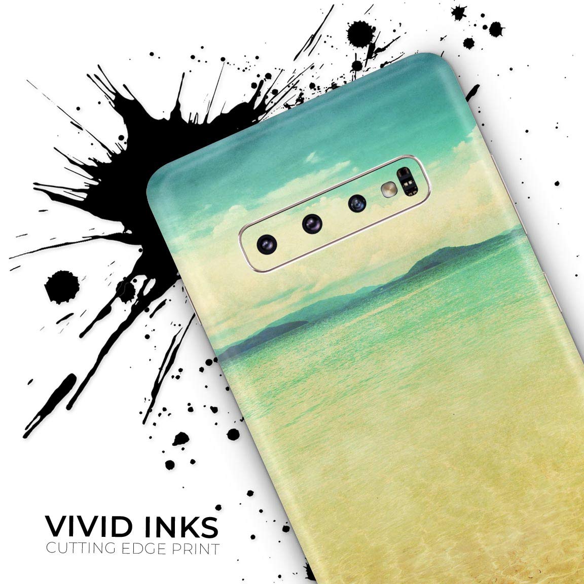 DesignSkinz Vintage Vibrant Beach Scene Protective Vinyl Decal Wrap Skin Cover Compatible with The Samsung Galaxy S20 (Screen Trim & Back Glass Skin)