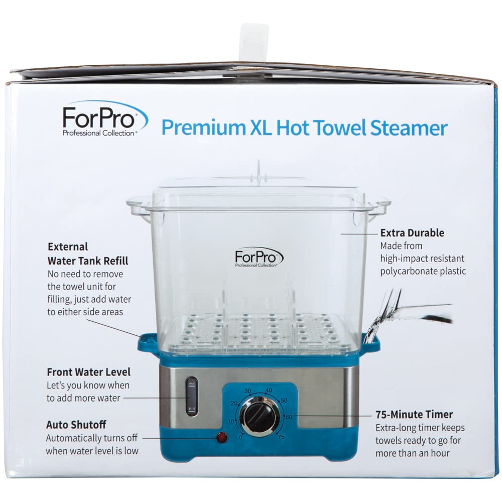 ForPro Professional Collection Premium XL Hot Towel Steamer, 50% Larger Capacity, Holds 9 Facial Towels, Quick Heating Steam Towel Warmer for Salons and Spas
