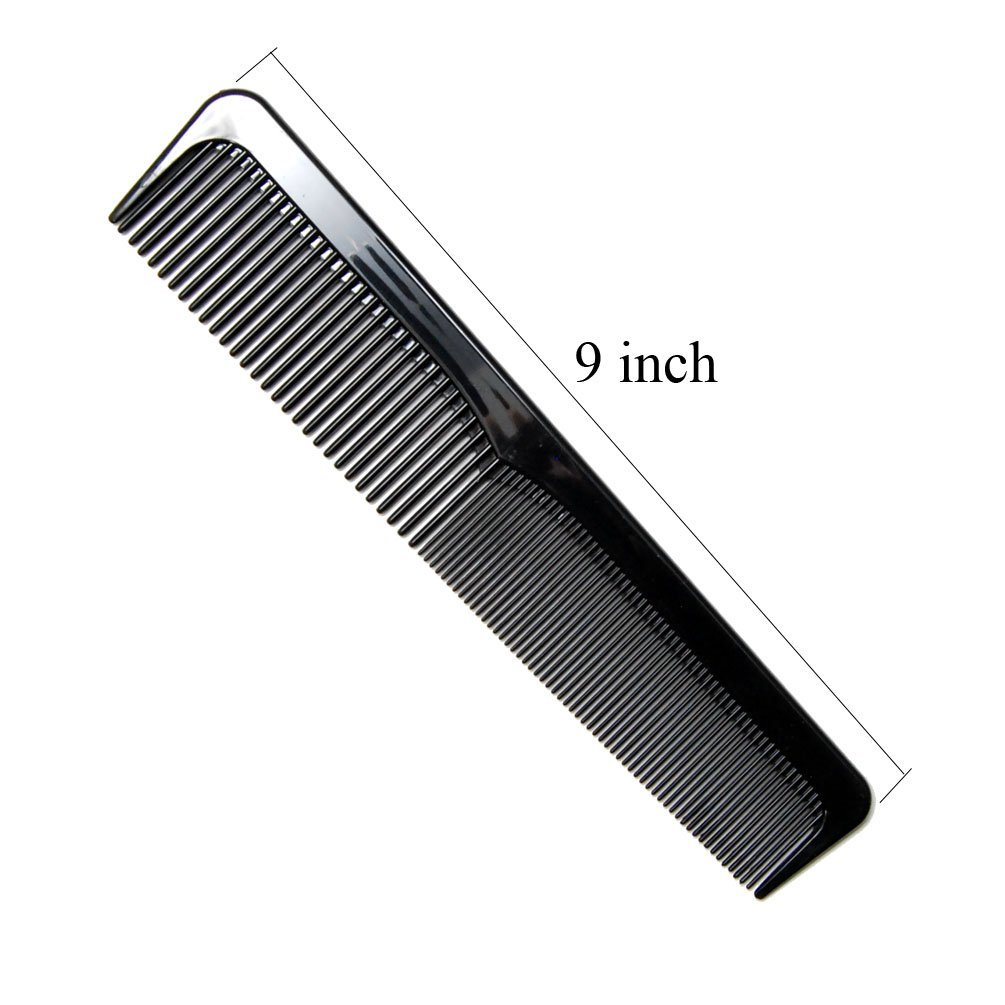 Luxxii 6 Pack - 9" Large Black Dressing Comb Barber Comb SET - Styling Essentials Coarse/Fine