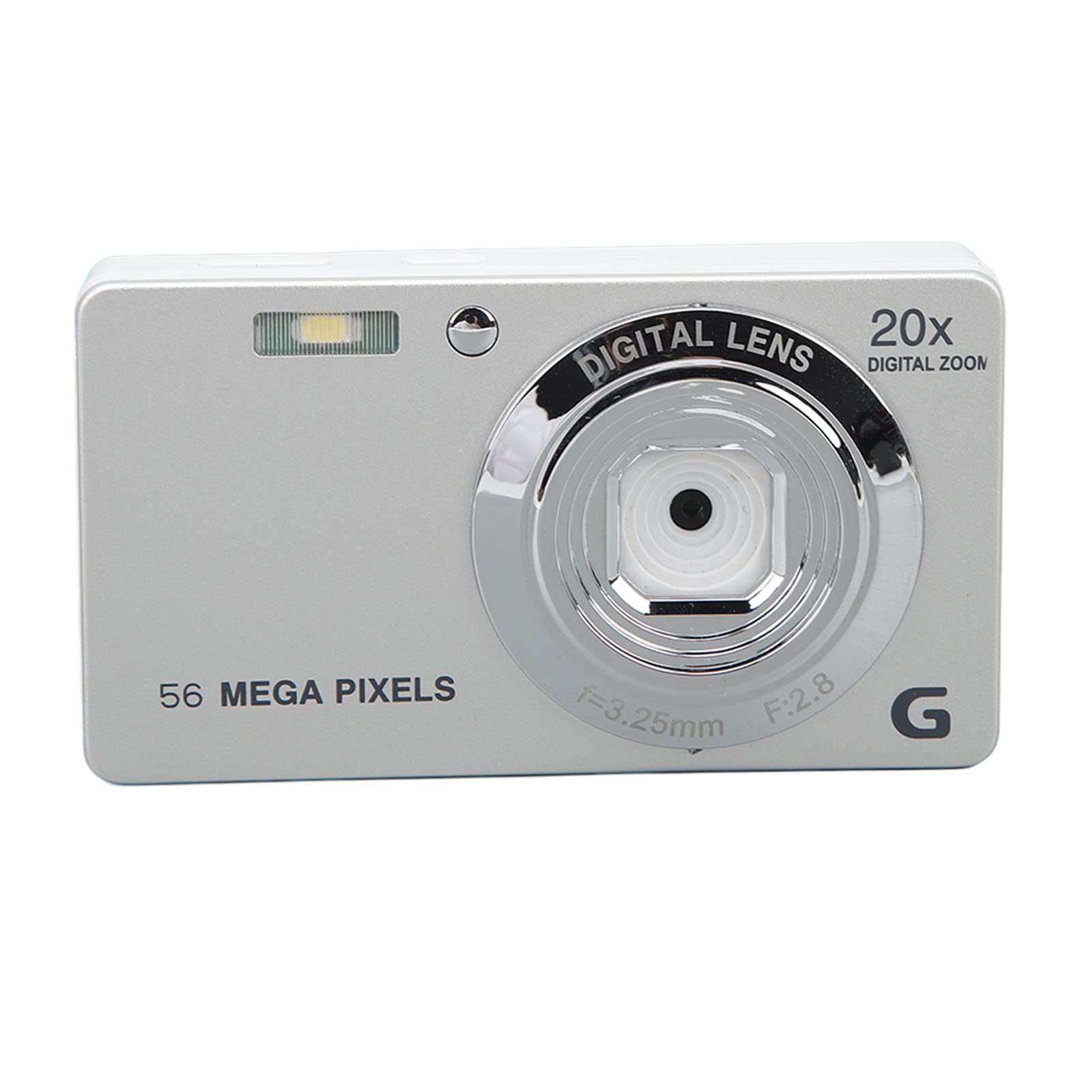 4K Digital Camera, 20X Digital Zoom Camera, HD Portable Small Camera for Kids, 56MP Vlogging Camera with 2.7in LCD Screen with Built in Flash (Silver)