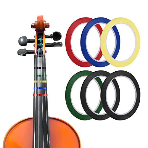 6 Rolls Violin Fingering Tape, 3mm Violin Finger Tape Cello Violin Fingerboard Stickers Finger Guide for Violins & Various Orchestral Instruments Fretboard Note Positions (5 Colors)