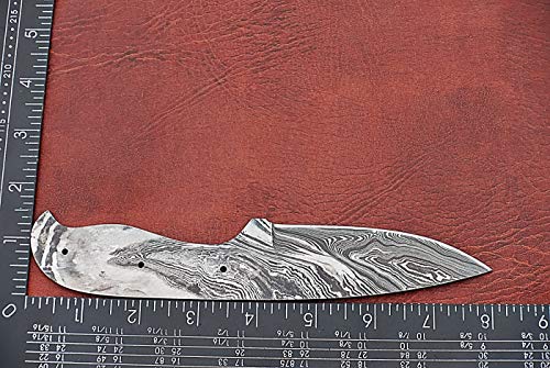 8 inches Long Drop Point Blank Blade Skinning Knife, Hand Forged Damascus Steel 4" Scale Space with 3 Pin Hole Space, 3.75 inches Cutting Edge