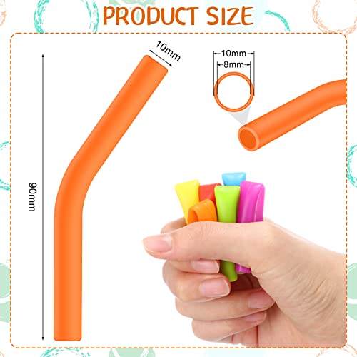 50 Pcs Silicone Straw Elbows Tips Rubber Metal Straws Tips Covers Reusable Straws Soft Drinking Silicone Straw Tips Only Stainless Steel Straw with 2 Brush (1/3 Inch, 8 mm)