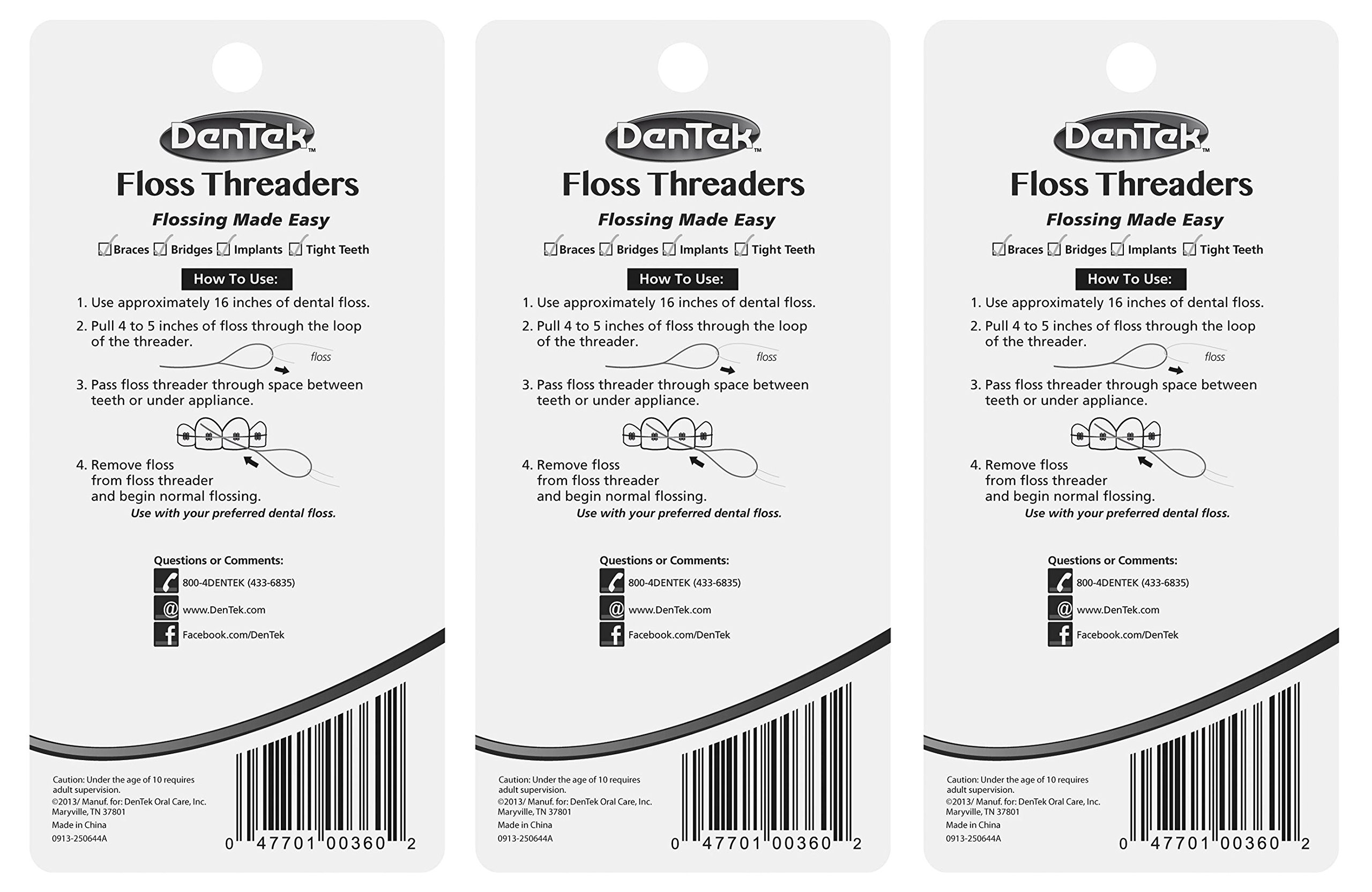 Dentek Floss Threaders 50 Count (3 Pack)