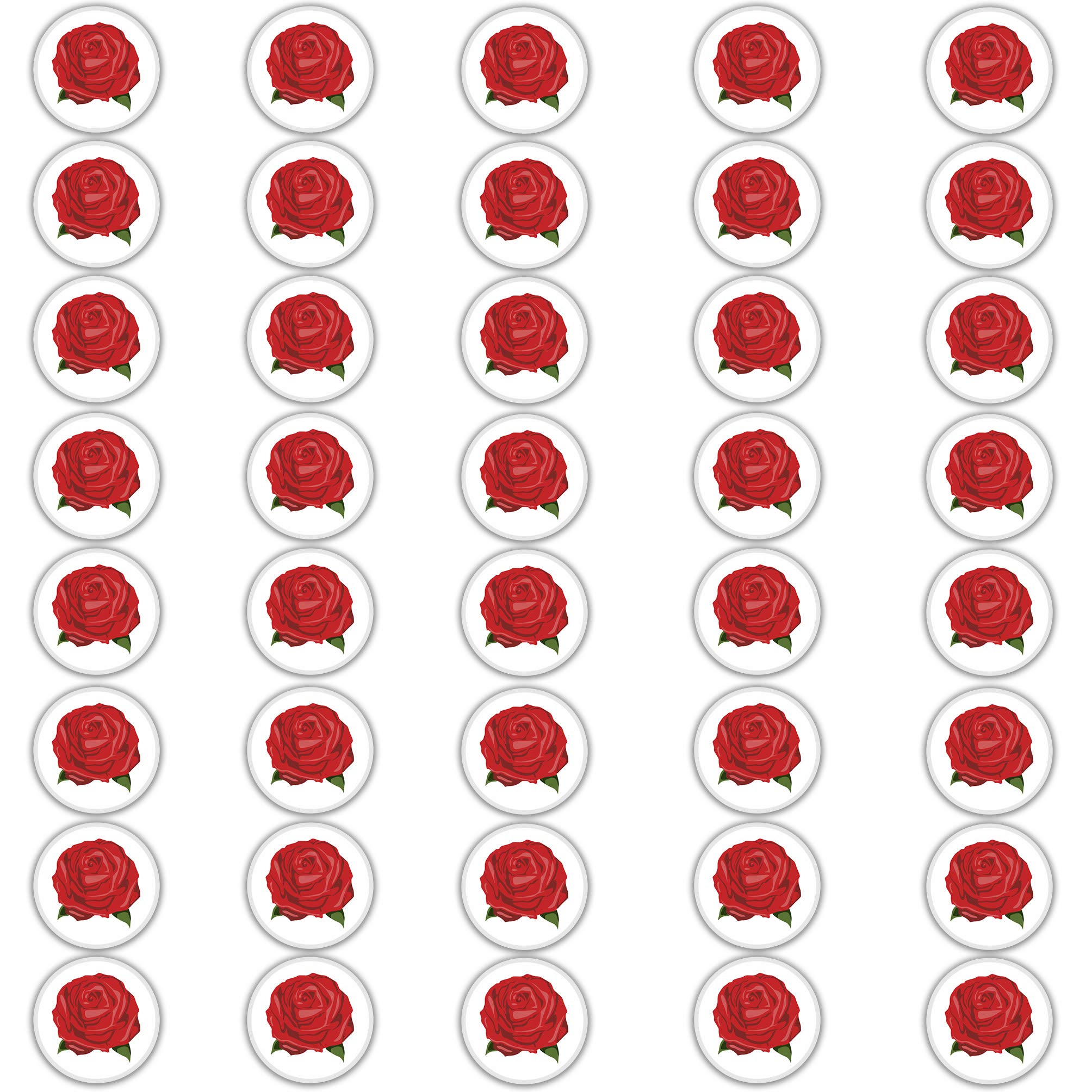 Set of 48 Sticker Red Rose Decal Small Phone Mini Logo Birthday Parties Envelopes Labels Seals Shower Favor 1.2 inches Each