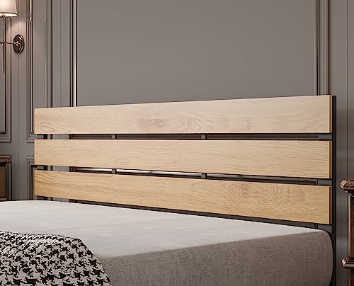 BONSOIR Full Size Bed Frame Steady Steel Platform with Wood Headboard/Footboard,No Box Spring Needed, Easy Assembly, Squeaking Free (Full Size)