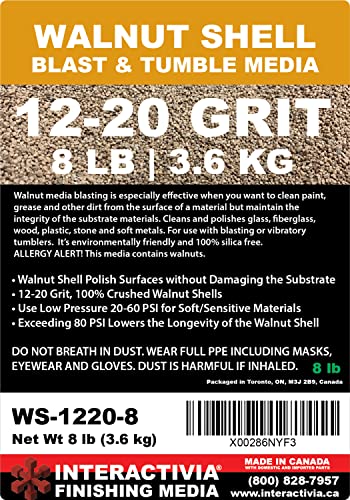 8 lbs or 3.6 kg Ground Walnut Shell Media 12-20 Grit - Medium Course Walnut Shells for Tumbling, Vibratory Or Blasting