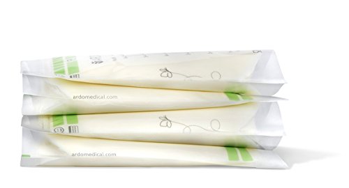 Ardo Easy Store - 50 Extra-Strong Breast Milk Storage Bags for Fridge and Freezer (180ml, 6 fl.oz.), with Easy-to-Read Scaling, 50 Bags, Stackable and Self-Standing