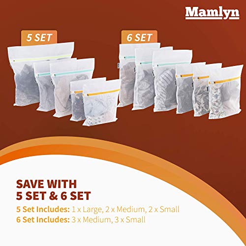 Mamlyn Mesh Laundry Bag for Delicates, Wash Bags for Underwear and Lingerie, Makeup Organizer Bag (1 Medium, 1 Small)