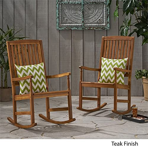 Afuera Living Outdoor Acacia Wood Rocking Chairs (Set of 2) Teak