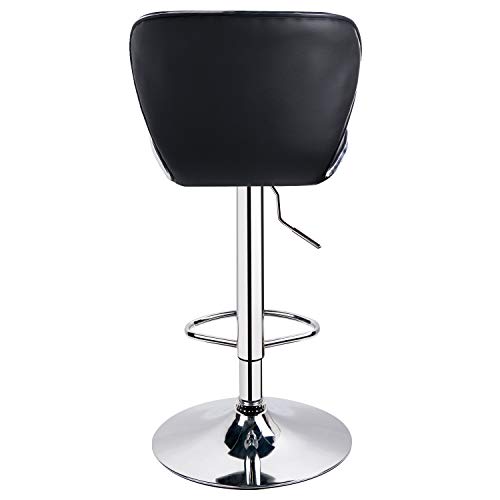 Leader Shell Back Bar Stools Set of 2, Adjustable Bar Stool with Back, Swivel Barstools (Black)