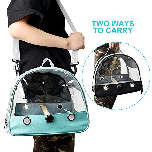 Bird Travel Carrier with Standing Perch,Lightweight Breathable Parrot Outgoing Bags, Small Pet Carrier Bag with Shoulder Strap,Bird Rat Guinea Pig Squirrel Carrier
