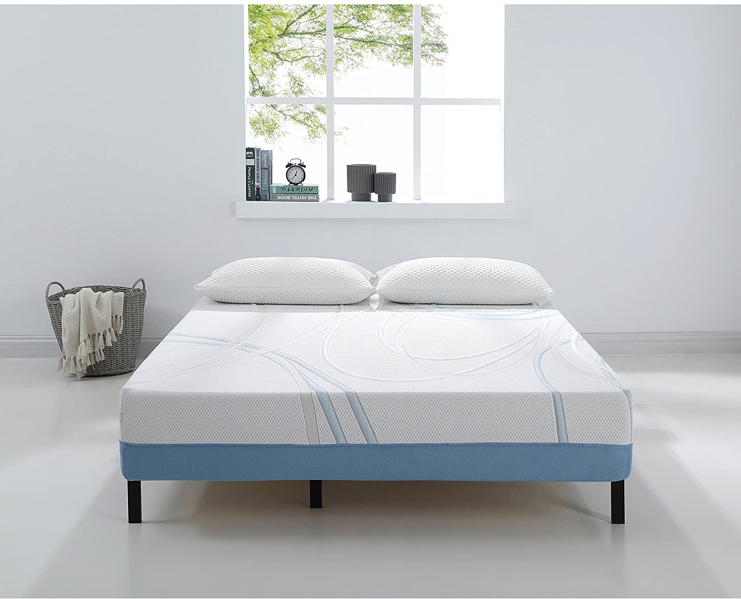 AC Pacific Charcogel Charcogel Gel Infused Memory Foam Mattress Made in USA, with Shape Contouring Features, Eastern King Deluxe, White