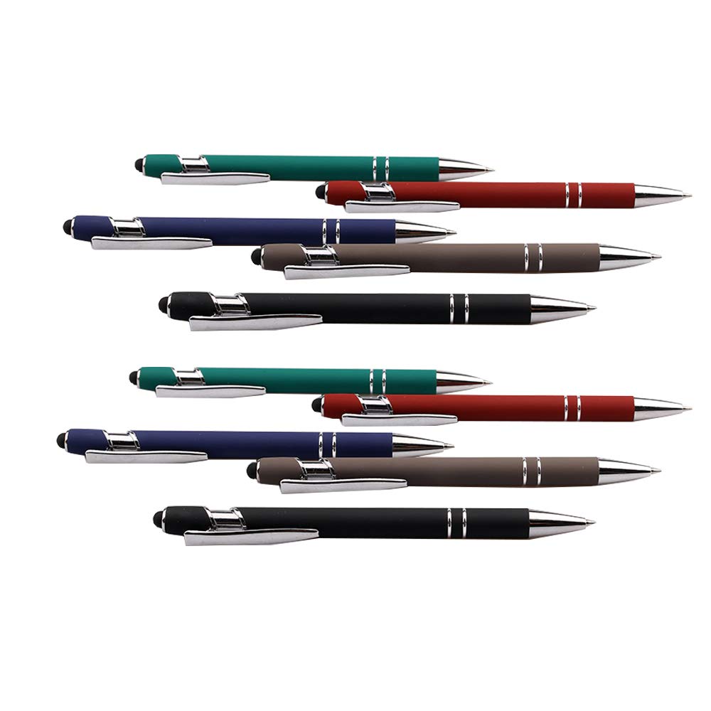 Stylus Pens - Black Ink 2 in 1 Capacitive Stylus- Compatible with Most Touch Screen Devices-A Variety of Color Pen Holders (10-Pack)