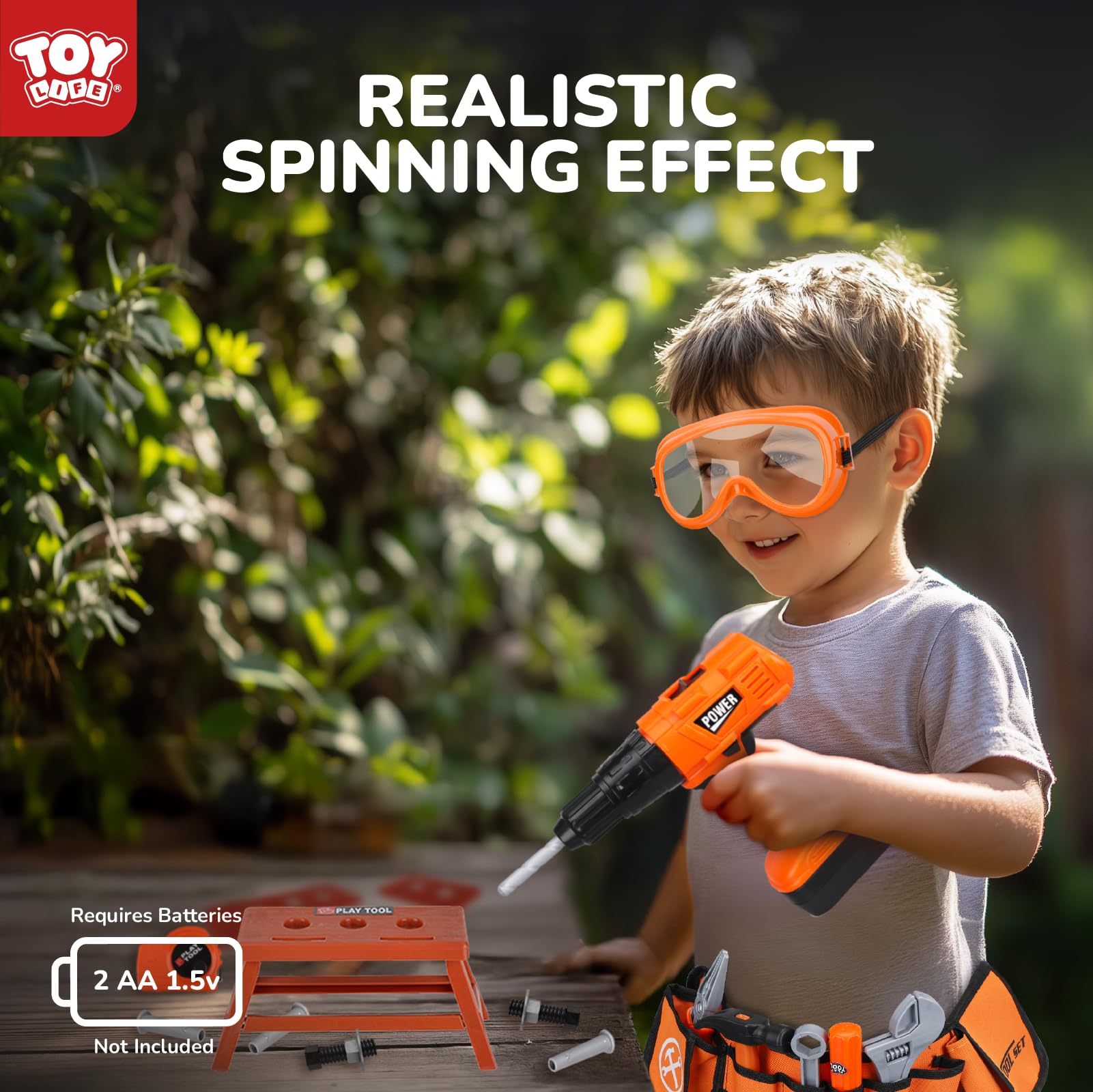 TOY Life Kids Tool Set with Kids Tool Belt & Toy Drill, Toddler Tool Set for Kids Pretend Play, Toy Tools Construction Tools Halloween Tool Costume Kids Tool Kit for Boys Girls 3 4 5 6 7 8 Years Old