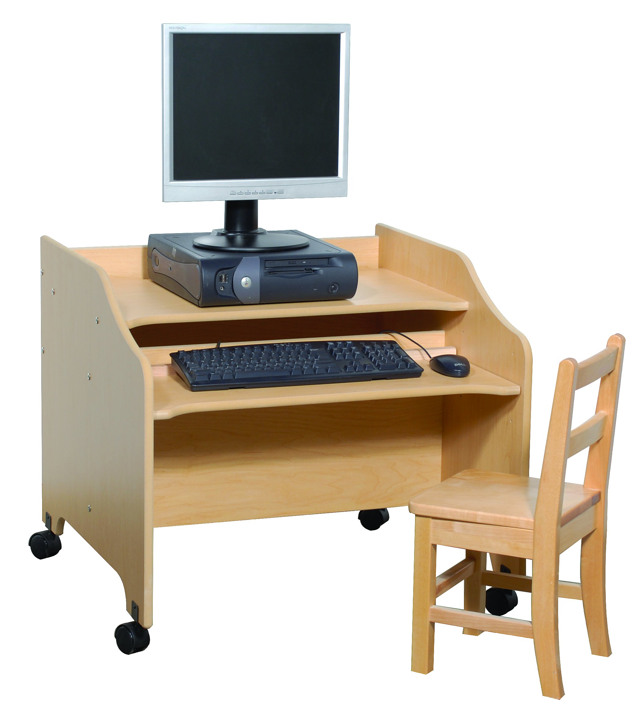 Children’s Factory Value Line Single Computer Station, Toddler/Kids Mobile Activity Tech Table, Classroom Furniture for Preschool, Daycare or Homeschool