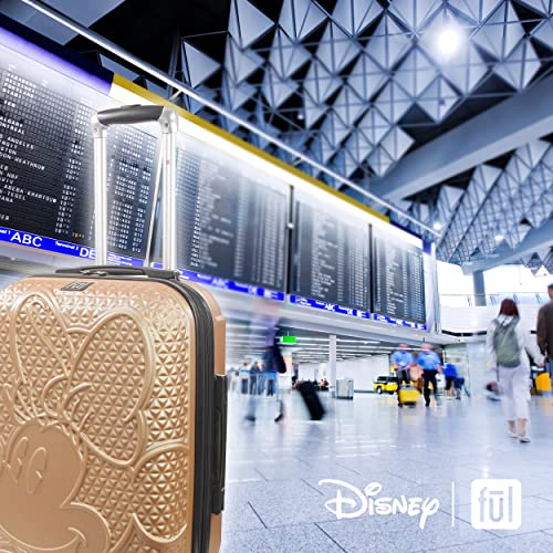 FUL Disney Minnie Mouse 25 Inch Rolling Luggage, Textured Hardshell Suitcase with Wheels, Gold, (FCFL0061-270)