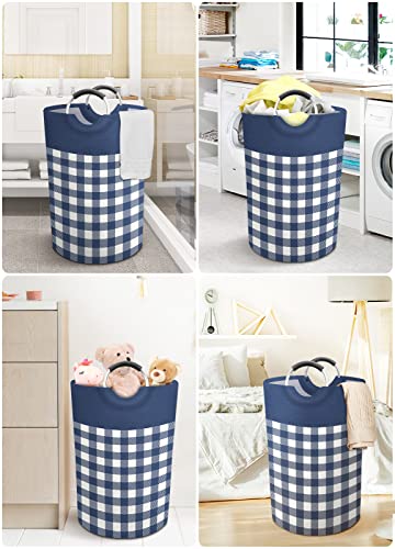 BlissTotes Large Laundry Basket Laundry Hamper Bag Washing Bin Clothes Bag Collapsible Tall With Handles Waterproof Travel Bathroom College Essentials Storage For College Dorm, Family (Blue, M)
