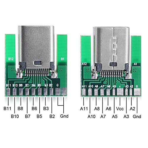 chenyang USB C DIY Connector USB 3.1 Type C 24Pin Male Plug & Female Socket Port Repair Replacement Solder Adapter with PCB Board