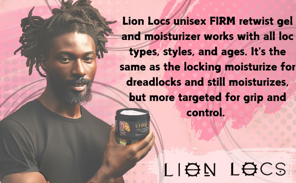 Lion Locs Hair Locking Dreads Moisturizer for Dreadlocks, Locks, Microlocs, Interlocks, Braidlocks, Braids, Fauxlocs, Twistlocks, or Sisterlocks (8oz) (Firm)