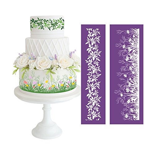 AK ART KITCHENWARE Grass Cake Mesh Stencils Royal icing Lace Mat Fondant Molds Cake Decorating Tools Cake Stencils Pastry Tools Bakeware Art Decor Stencils Food Decorating Stencils MST-26