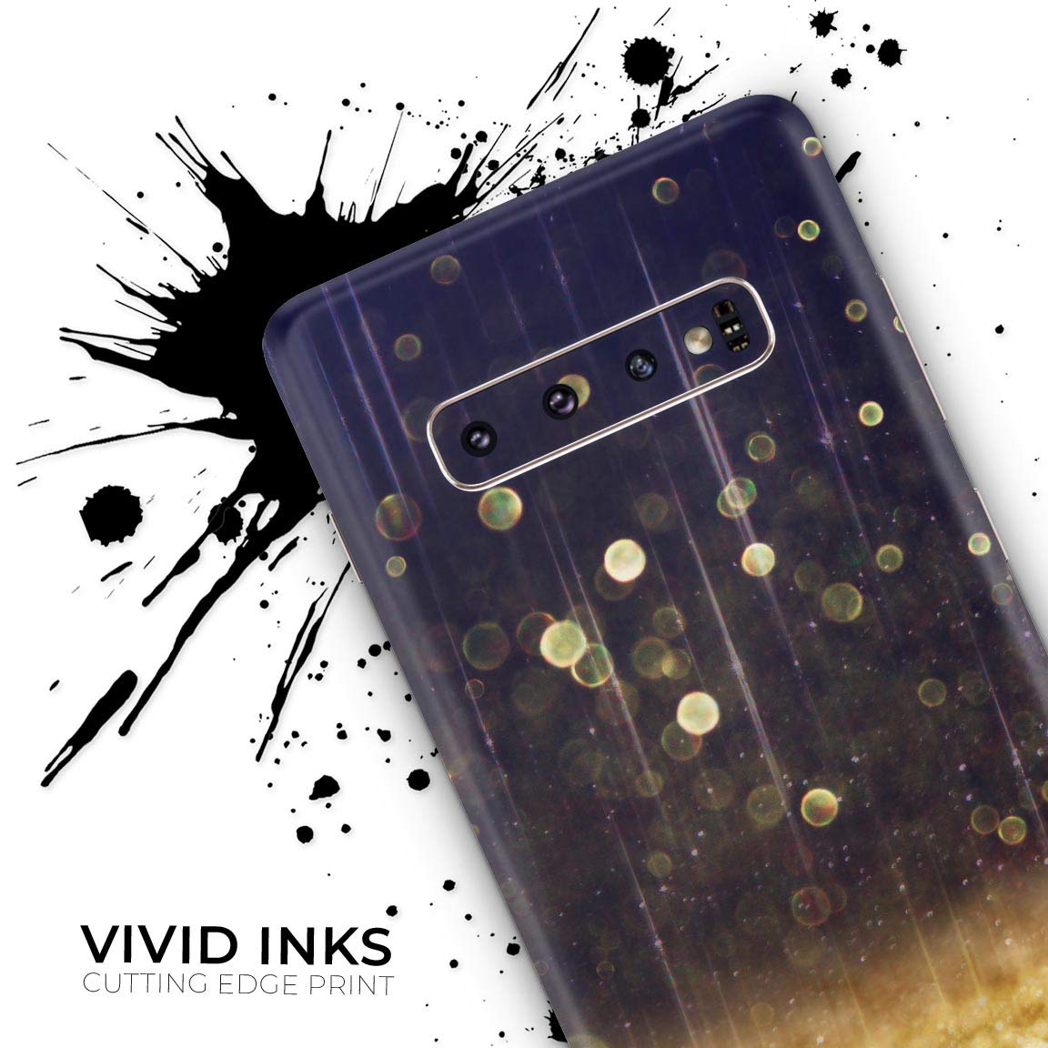 DesignSkinz Raining Gold and Purple Sparkle Protective Vinyl Decal Wrap Skin Cover Compatible with The Samsung Galaxy S20 (Screen Trim & Back Glass Skin)