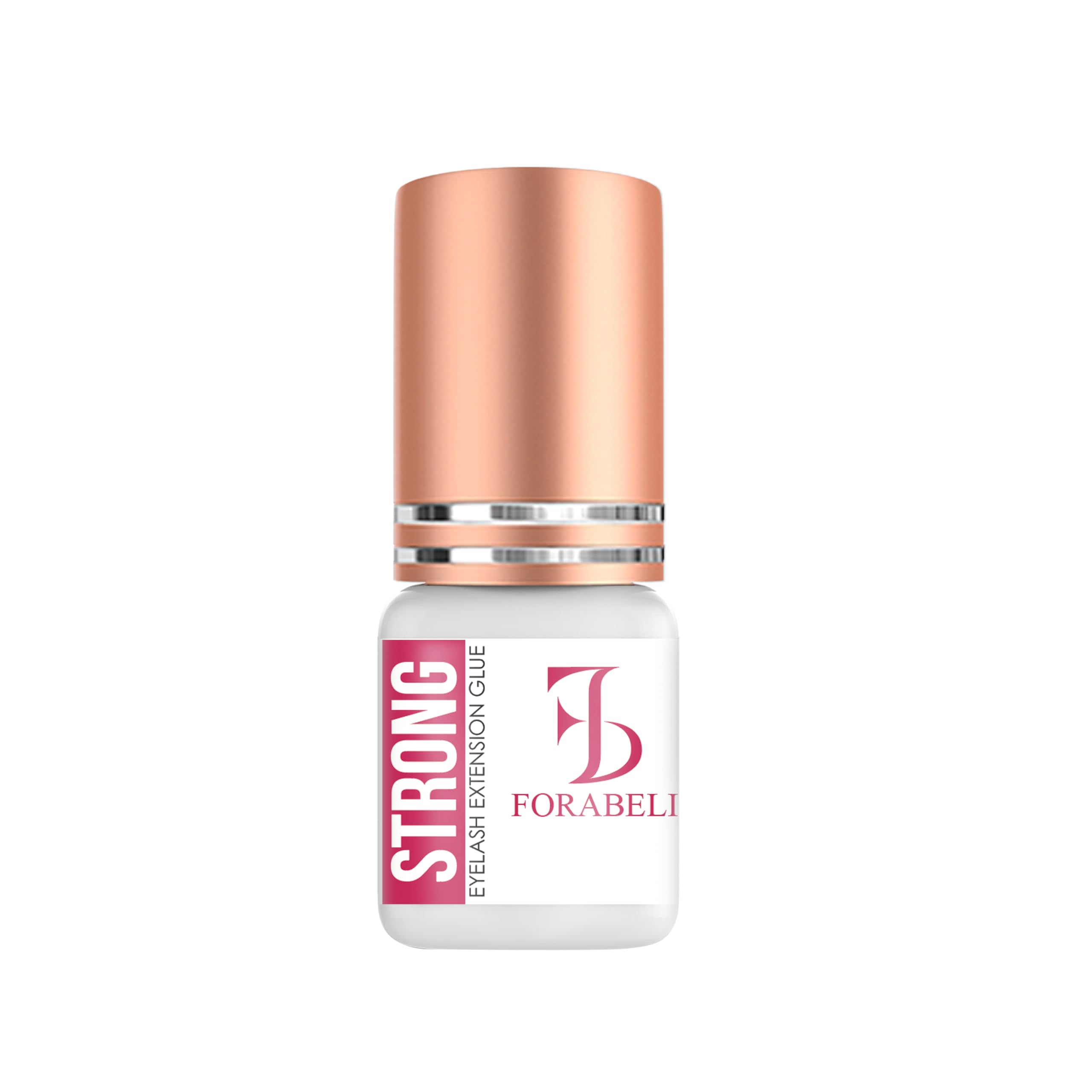Forabel Strong Eyelash Glue 5ml - 2-3 Sec Drying Time, 6 Weeks Retention, Maximum Bonding Power, Black Adhesive for Semi-Permanent Lashes