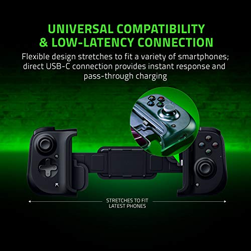 Razer Kishi for Android - Smartphone Gaming Controller (USB-C Connection, Ergonomic Design, Individual Fit for Mobile Phones, Analog Stick, Ultra Low Latency) Black