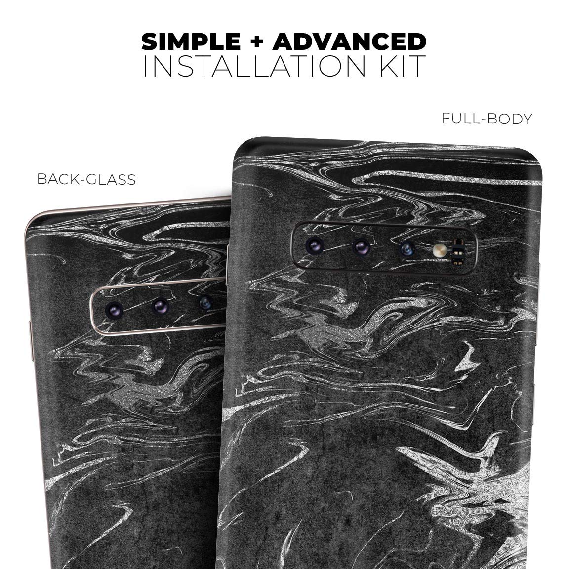 DesignSkinz Black & Silver Marble Swirl V8 Protective Vinyl Decal Wrap Skin Cover Compatible with The Samsung Galaxy S20 (Screen Trim & Back Glass Skin)