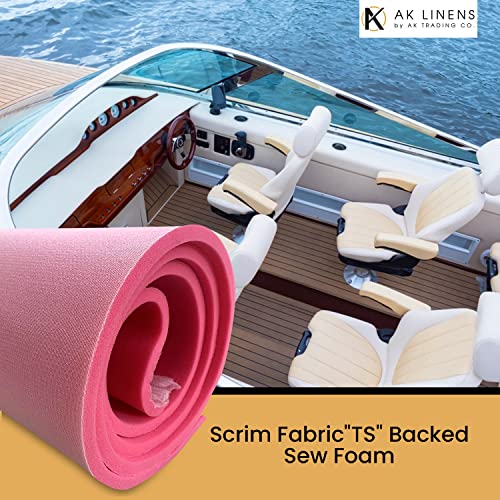 AK TRADING CO. 1/2" Thick-58 Wide Scrim Fabric TS Backed Sew Foam-Perfect for Upholstery, Car Replacement, Boat Seats, Office Furniture, and Much More-by The Yard, 1 Yard
