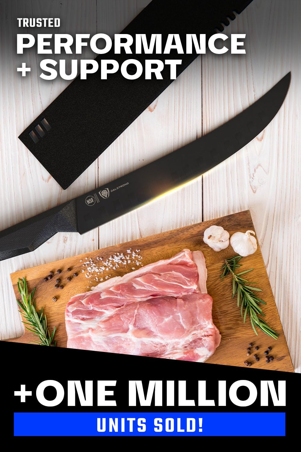 Dalstrong Butcher Knife - 10 inch - Shadow Black Series - Black Titanium Nitride Coated - High Carbon 7CR17MOV-X Vacuum Treated Steel - Breaking Kitchen Knife - Sheath - Slicing Knife - NSF Certified