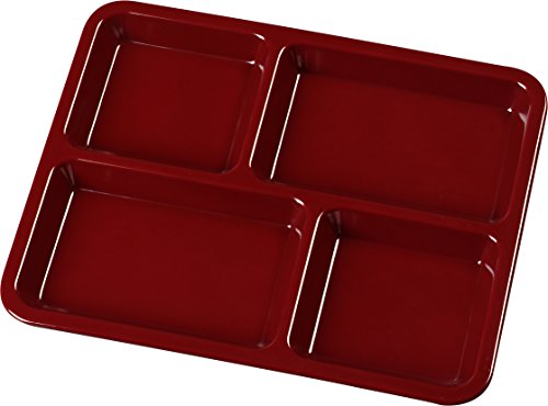 Carlisle FoodService Products Right Hand 4-Compartment Cafeteria / Fast Food Tray, 8.5" x 11", Dark Cranberry
