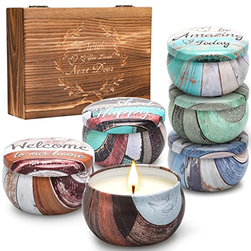 Candles Gifts Set, 6 Pack 2.5oz 20H Burning Scented Candles for Home, Aromatherapy Candle, Birthday Gifts for Women with Wooden Box, Soy Candle Gift Set for Thank You Gifts, Thanksgiving, Christmas