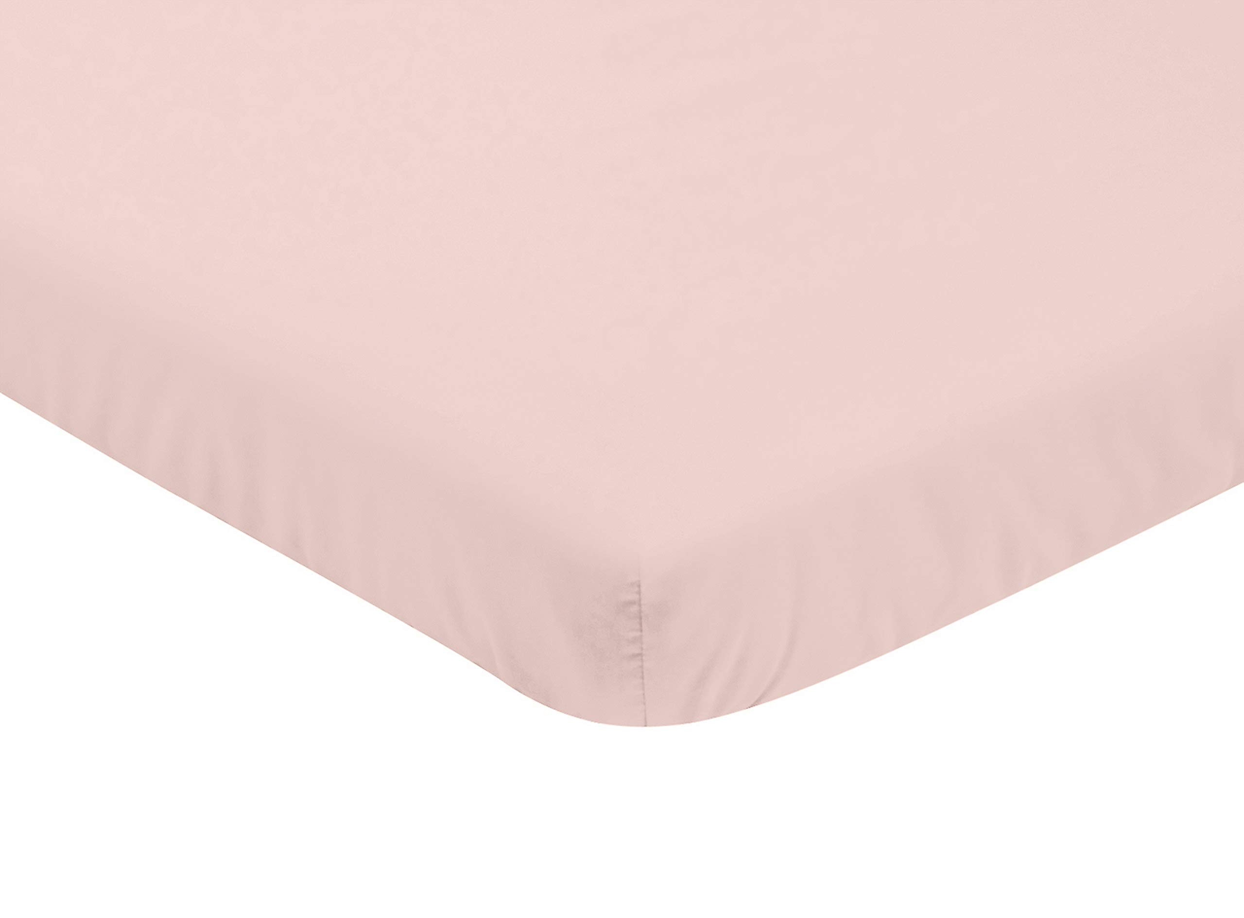 Sweet Jojo Designs Solid Blush Pink Baby Girl Fitted Mini Portable Crib Sheet for Watercolor Floral Collection - for Mini Crib or Pack and Play ONLY
