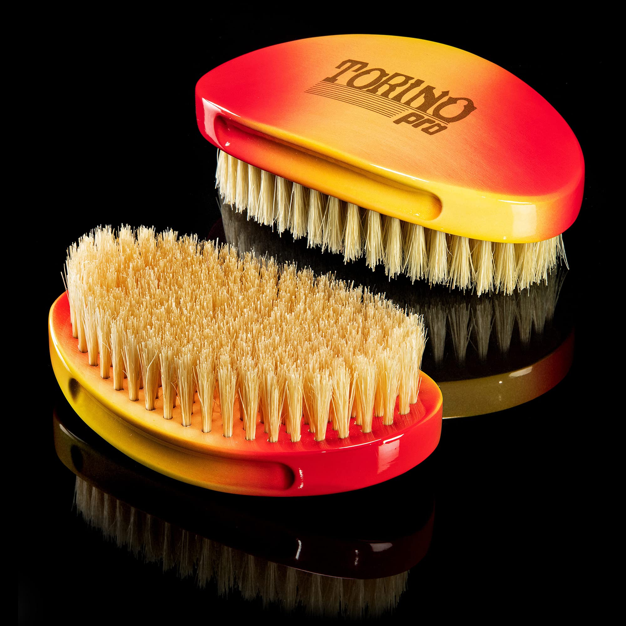 Torino Pro Curve Wave brush #157- Medium 100% Boar Bristle Curved 360 Wave Palm Brush - Great for laying down 360 waves and use before using wave cap or durag - Luxury wave brush for men 360