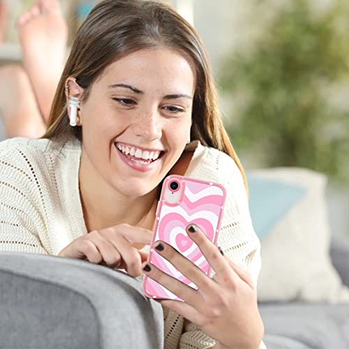 AIGOMARA Compatible with iPhone XR Case Pink Heart Print Cute Pink Heart Pattern Case for Women Girl Full Camera Protective Soft TPU Shockproof Phone Cover for iPhone XR