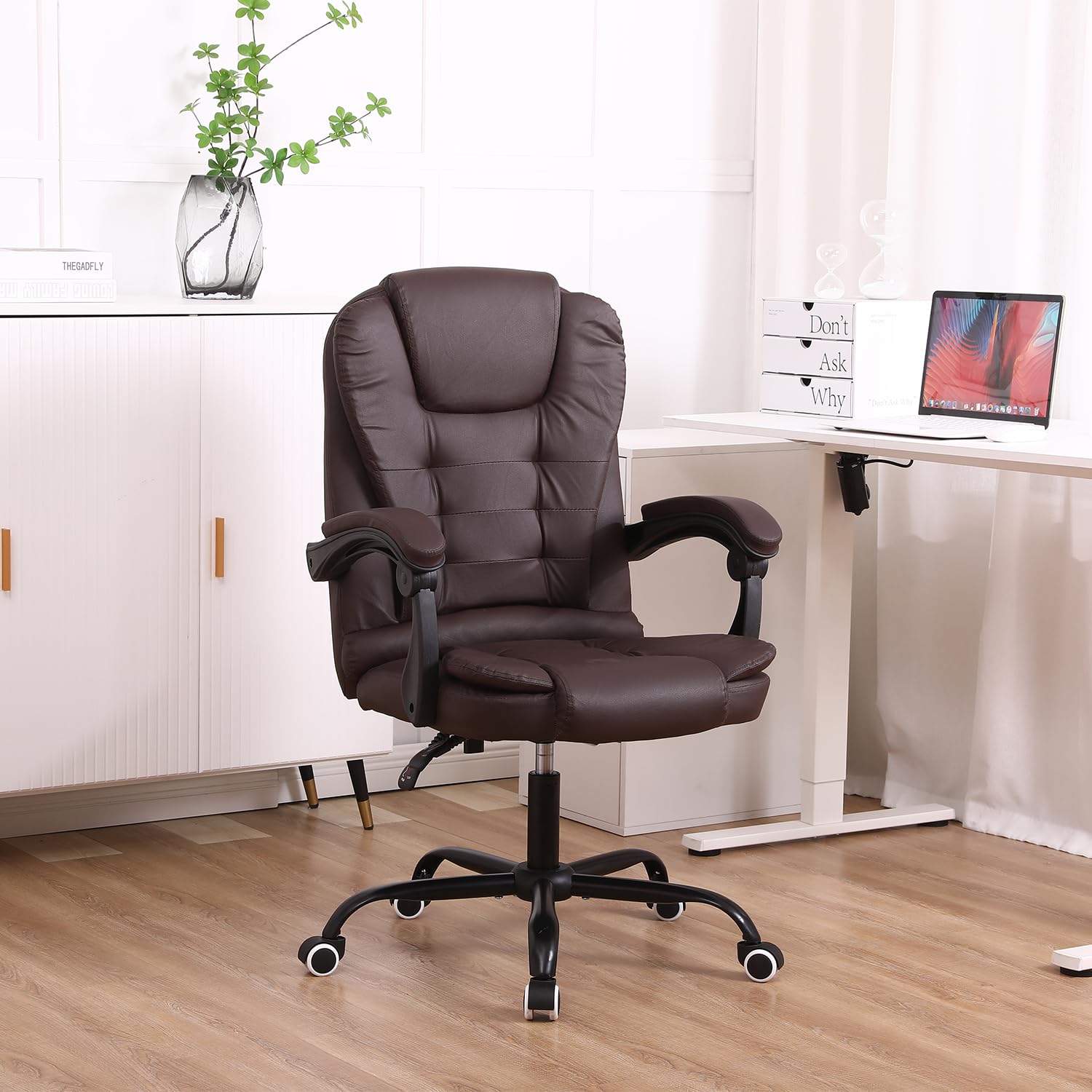 Panana Office Chair Heavy Duty Executive Reclining Computer Swivel Chair (Brown)
