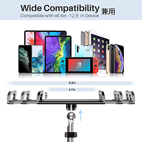 iHOMX Gooseneck Tablet Floor Stand, 360 Degree Rotating Long Arm & Vertical Adjustable Tablet Stand Holder for 4"-12.9" Device, Cell Phone,iPad,Nintendo,eBook Reader (Vertical-Black)