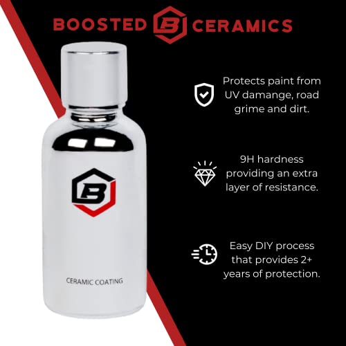 Boosted Ceramics 9H Nano Ceramic Coating Kit - Hydrophobic Professional Coating Kit - Si02 Protection for Cars, Trucks, Motorcycles, RV & Boat